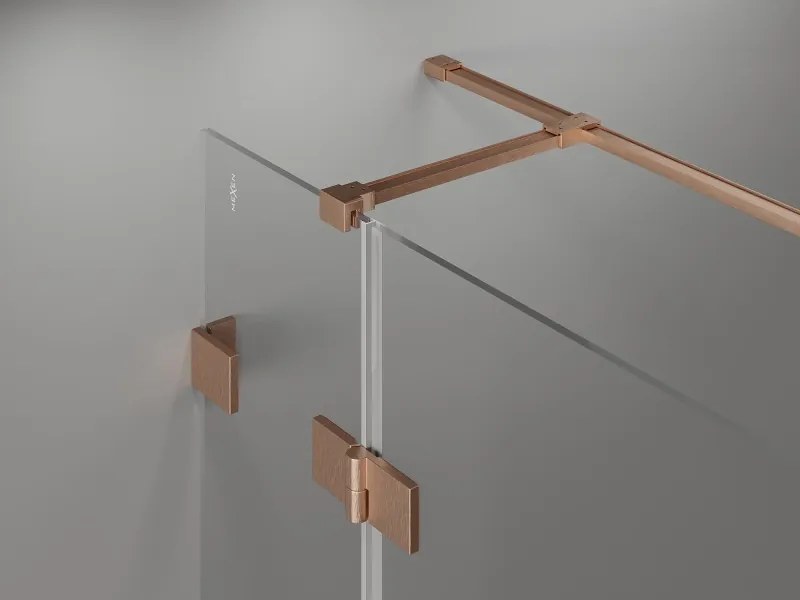 Mexen Lunar T, sklápěcí sprchový kout levý 110 x 70 cm, 8mm čiré sklo, profil měděná matná, 834T-110-070-65-00-L