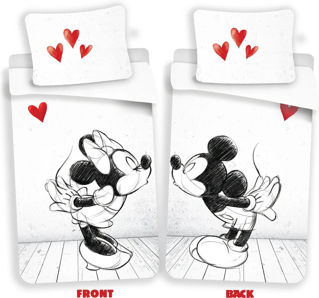 Bavlněné povlečení 140x200 70x90 Mickey &amp; Minnie kreslená láska