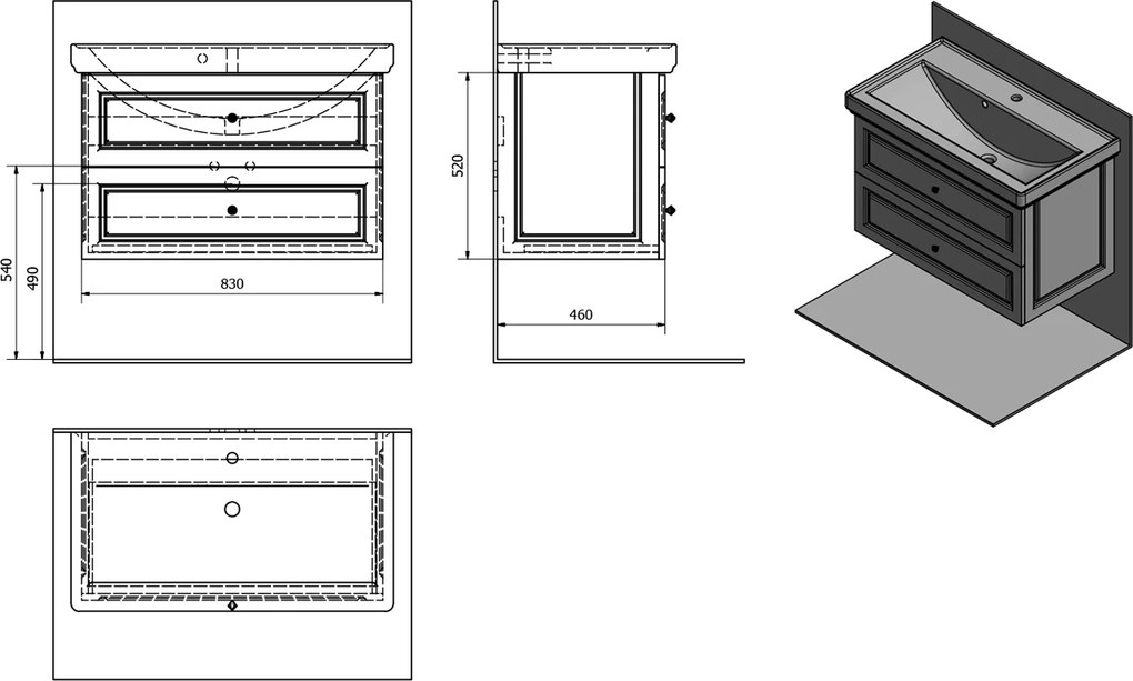 Sapho Violeta VI090 umyvadlová skříňka 83 x 52 cm bílá pololesk