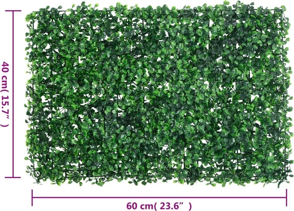 vidaXL   Umělý plot z listnatého keře 24 ks zelený 40 x 60 cm [366637]
