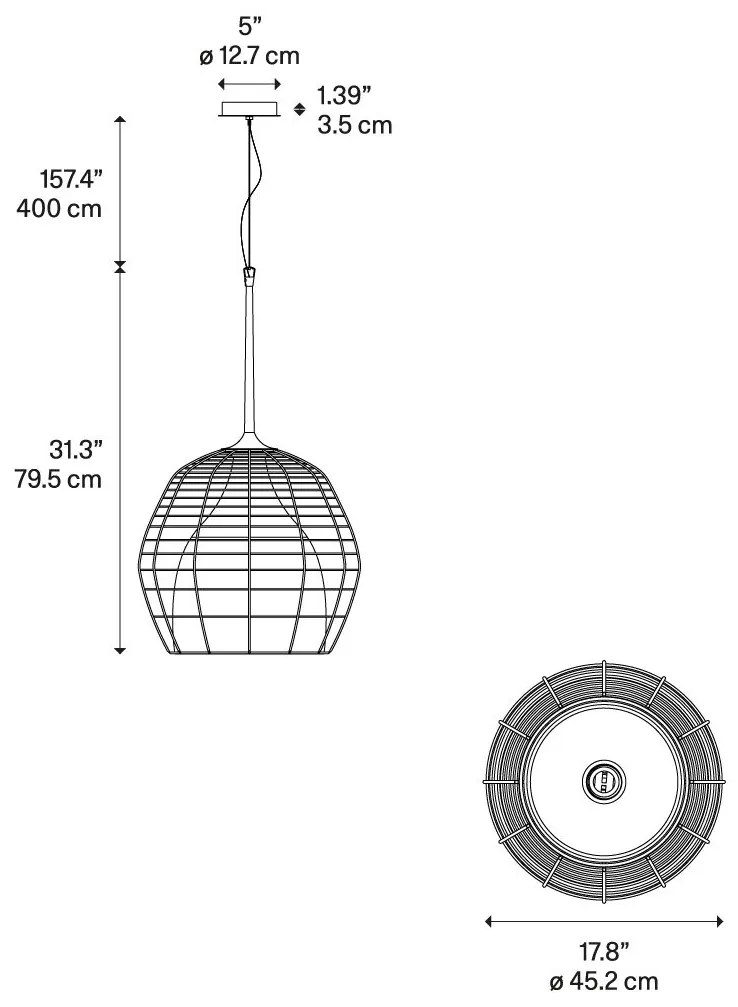 Diesel 50120 3600 Cage large, svítidlo z černého kovu a bronzového skla, 1x25W E27, prům. 45,2cm
