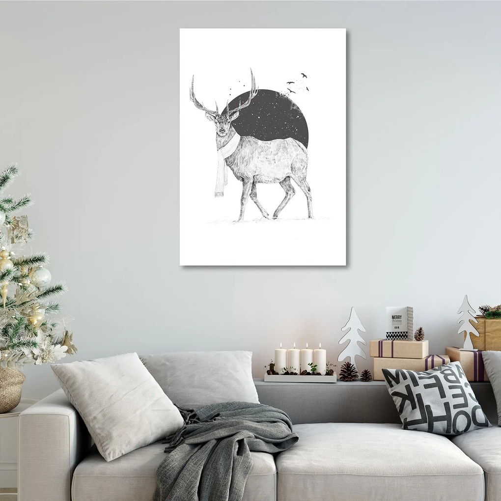 Gario Obraz na plátně Jelen za zimního vánočního večera - Rykker Rozměry: 40 x 60 cm