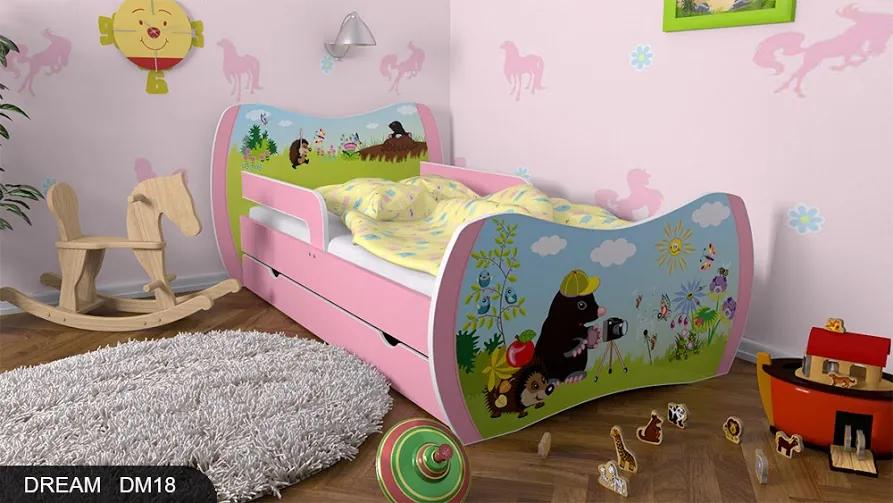 Dětská postel Dream vzor 18 180x90 cm růžová