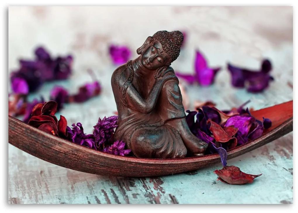 Obraz na plátně Buddha Vintage fialová - 120x80 cm
