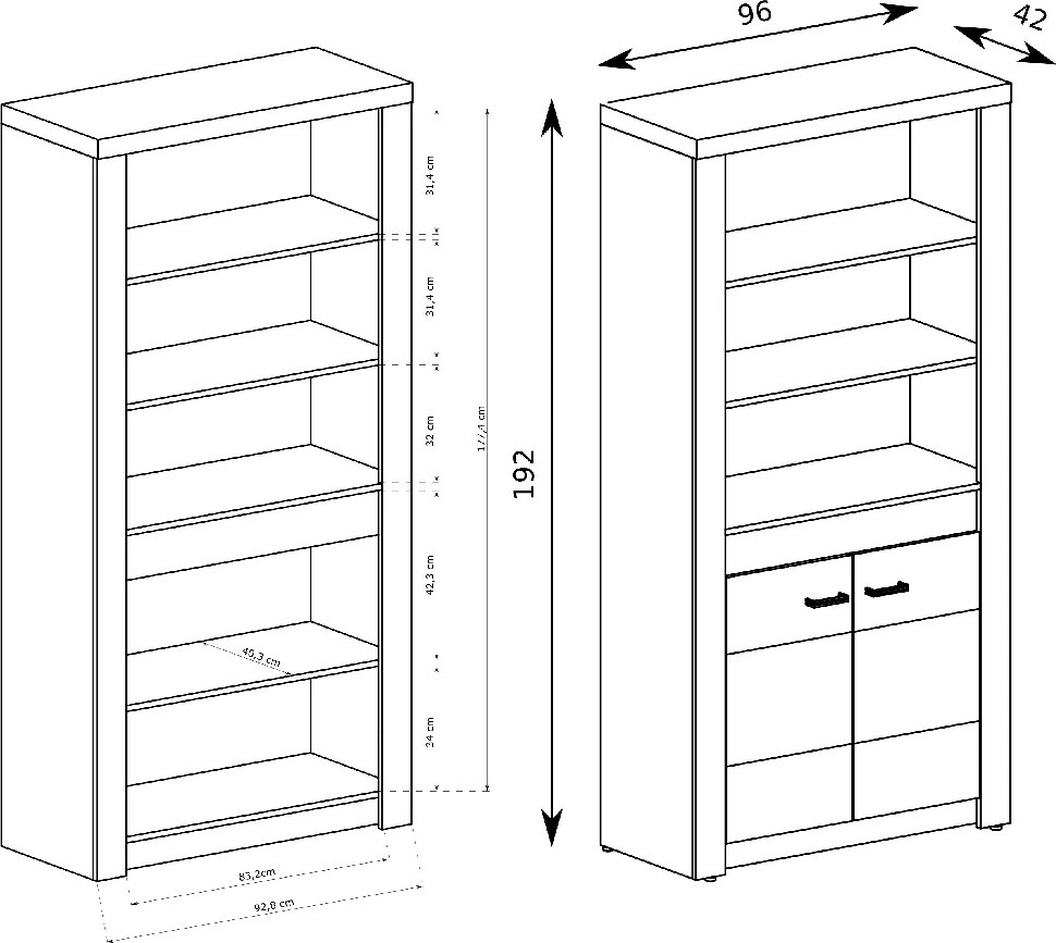 Obývací stěna INDIANAPOLIS | sestava E | 289 cm | jasan světlý