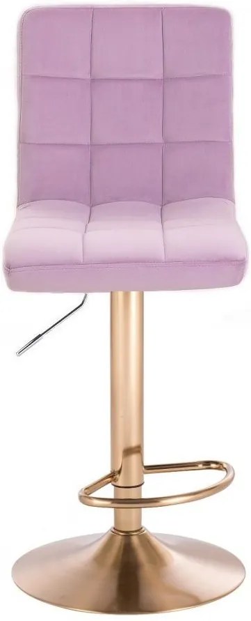 LuxuryForm DESIGN Barová židle TOLEDO VELUR na zlaté kulaté podstavě - levandule