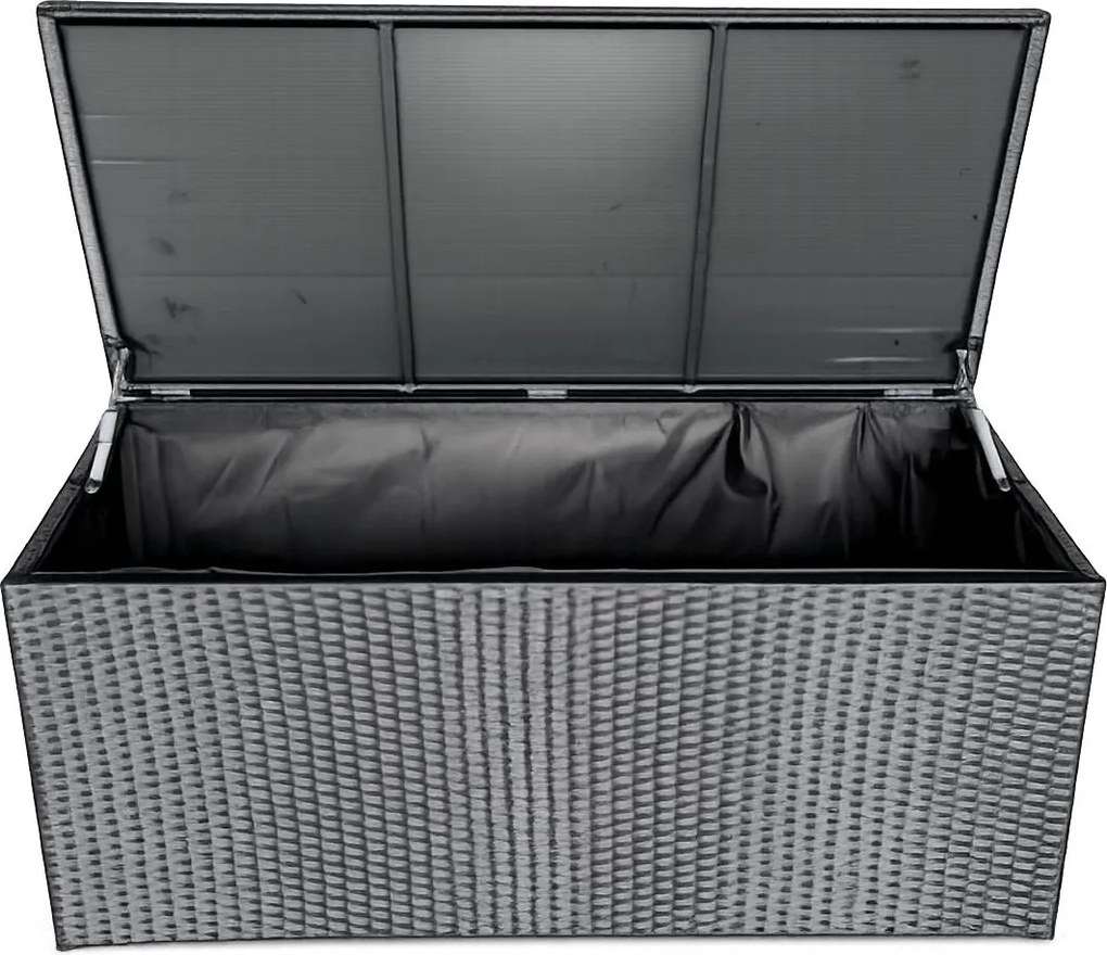 Ratanový zahradní úložný box BestBerg BBRF-B1B / 350 l / 115 × 55 × 57 cm / černá