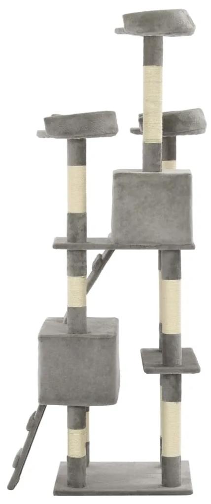 Škrabadlo pro kočky se sisalovými sloupky - šedé | 170 cm