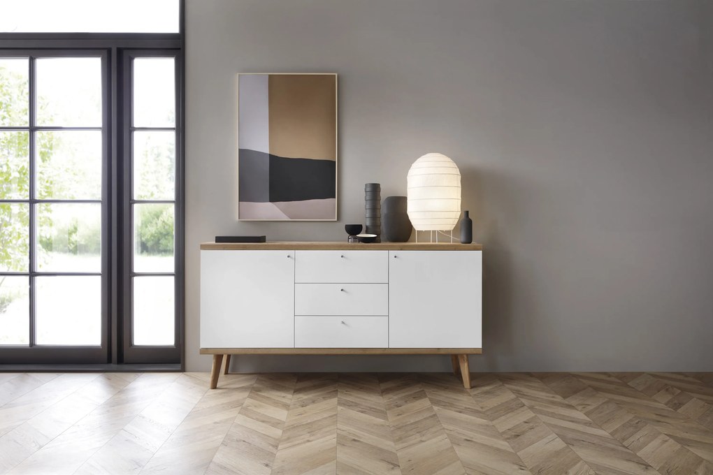 PSK Komoda PORO, Dub Riviera/Bílá 160 cm
