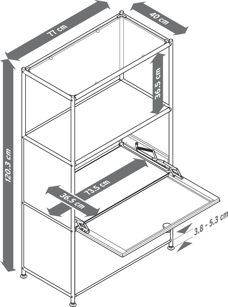 Tchibo - Kovová komoda CN3 se 2 výklopnými dvířky - barva: černá