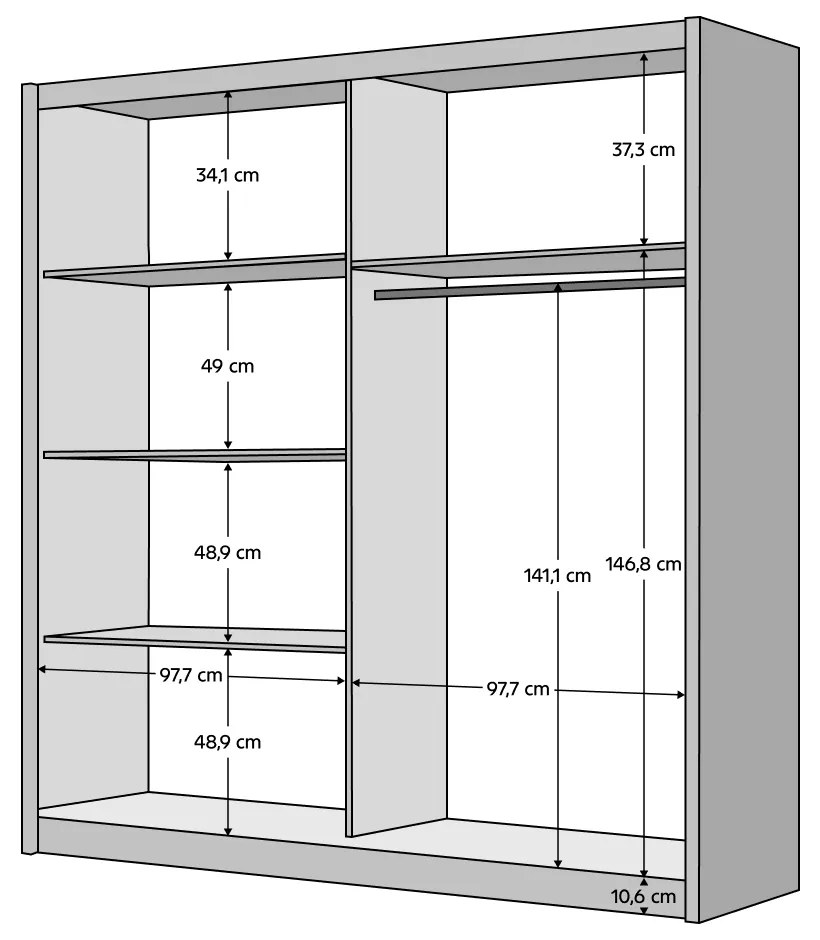 Kondela Skříň, 2D-200, černá/dub artisan, BAJADERO TYP 2