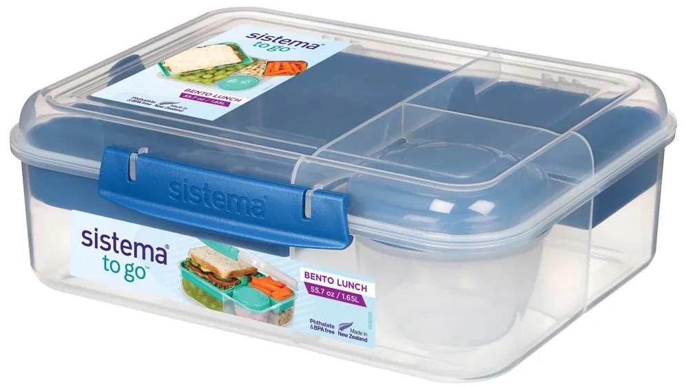 Krabička na svačinu/oběd, 6 přihrádek SISTEMA 1,65l - mix barev Barva krabiček SISTEMA: Modrá