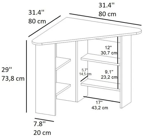 Pracovní stůl CORNER 73,8x80 cm hnědá