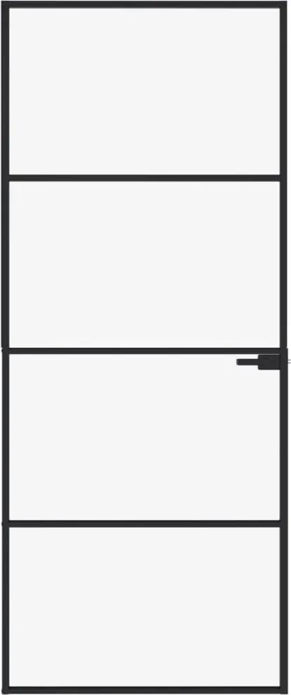 vidaXL Interiérové dveře úzké černé 83x201,5 cm tvrzené sklo a hliník [153659] Barva: Bílá a průhledná