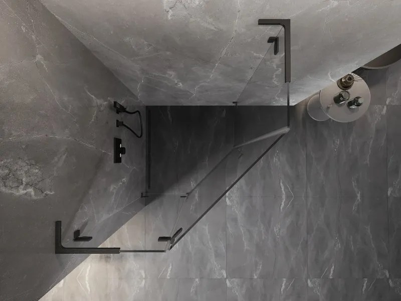 Mexen Lunar, L pětiúhelníkový sprchový kout naklápěcí doleva 100x100 cm průhledný, profil grafit broušený, 831L-100L-100P-66-00-L