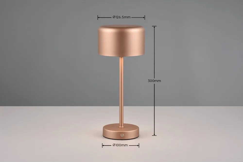 LED stmívatelná stolní lampa v měděné barvě (výška 30 cm) Jeff – Reality
