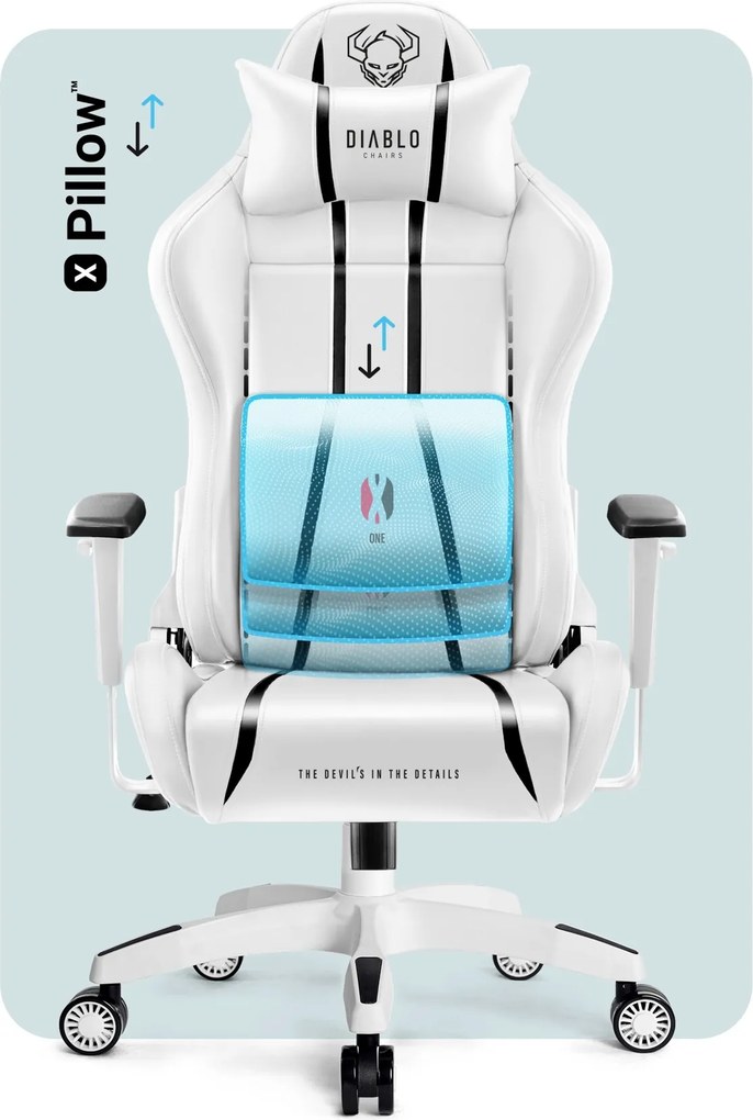 Herní křeslo z eko kůže Small Size, bílý-černý: Diablo X-One 2.0
