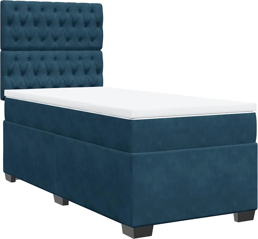 Box spring postel s matrací modrá 80 x 200 cm samet 3293072