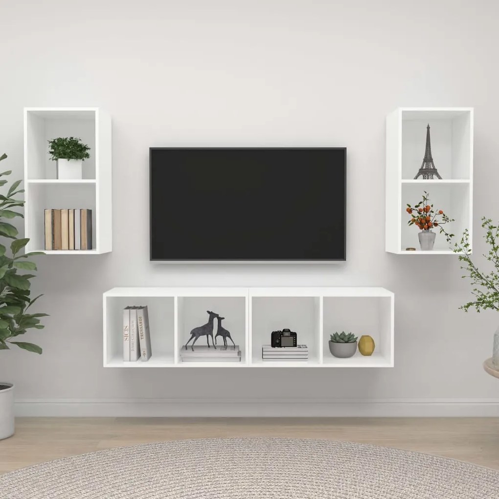 Nástěnné TV skříňky 4 ks bílé kompozitní dřevo 3079871
