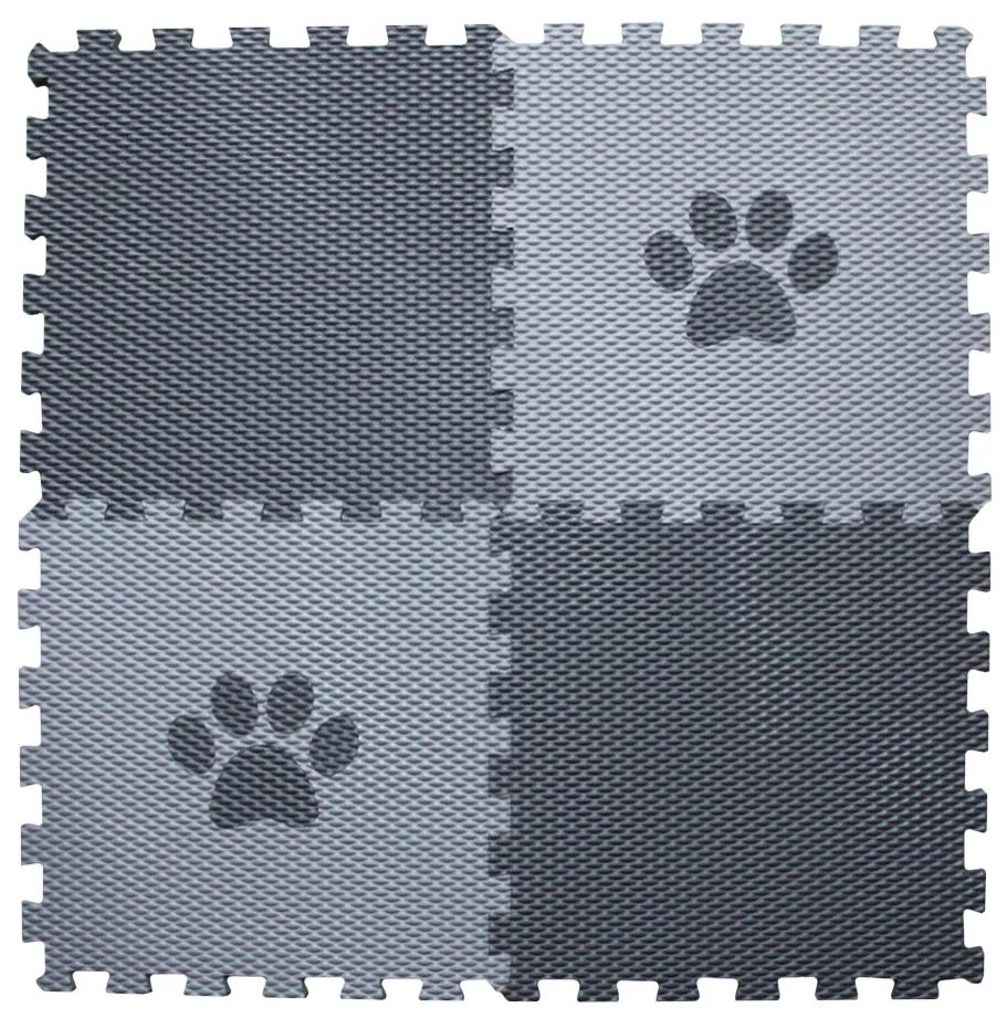 Vylen Podložka pro psy - 4 podlahové díly Puzzle s šedou tlapkou