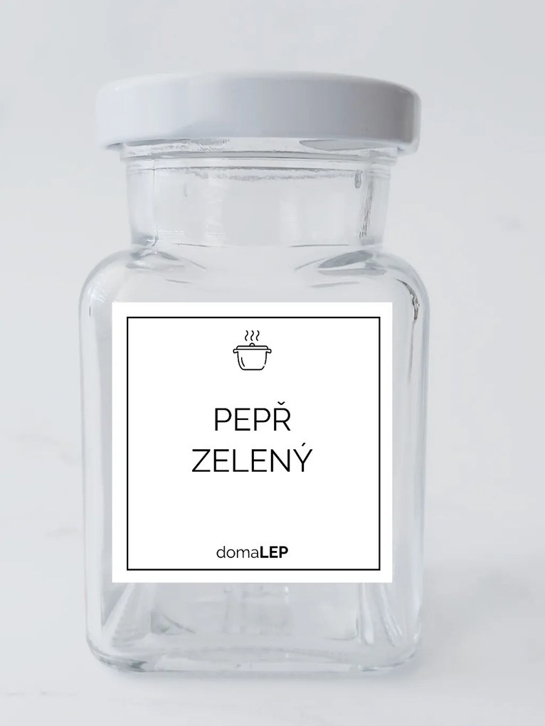 Samolepka na kořenky PEPŘ ZELENÝ bílá 5 × 5 cm základní písmo