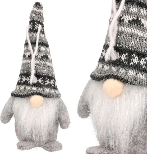 Vánoční figurka látkového skřítka s visícíma nohama 18 cm