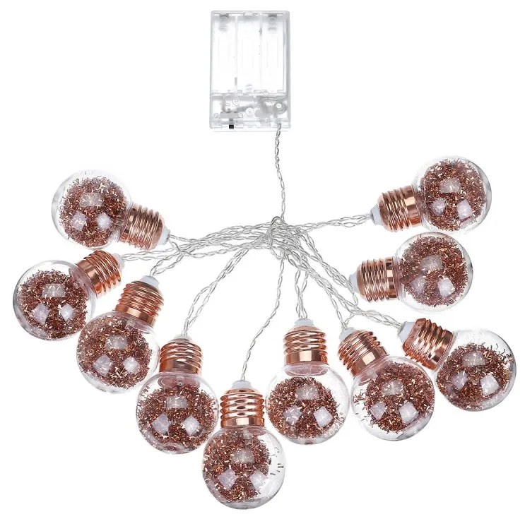 ACA Lighting LED vánoční girlanda - žárovičky v měděné barvě, teplá bílá, 2xAA, 160 cm
