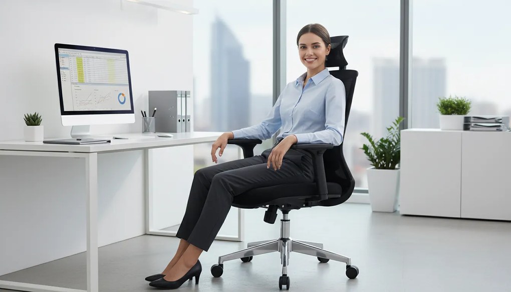 Ergonomická kancelářská židle ERGODO SITARA - černá síťovina / nosnost 150 kg