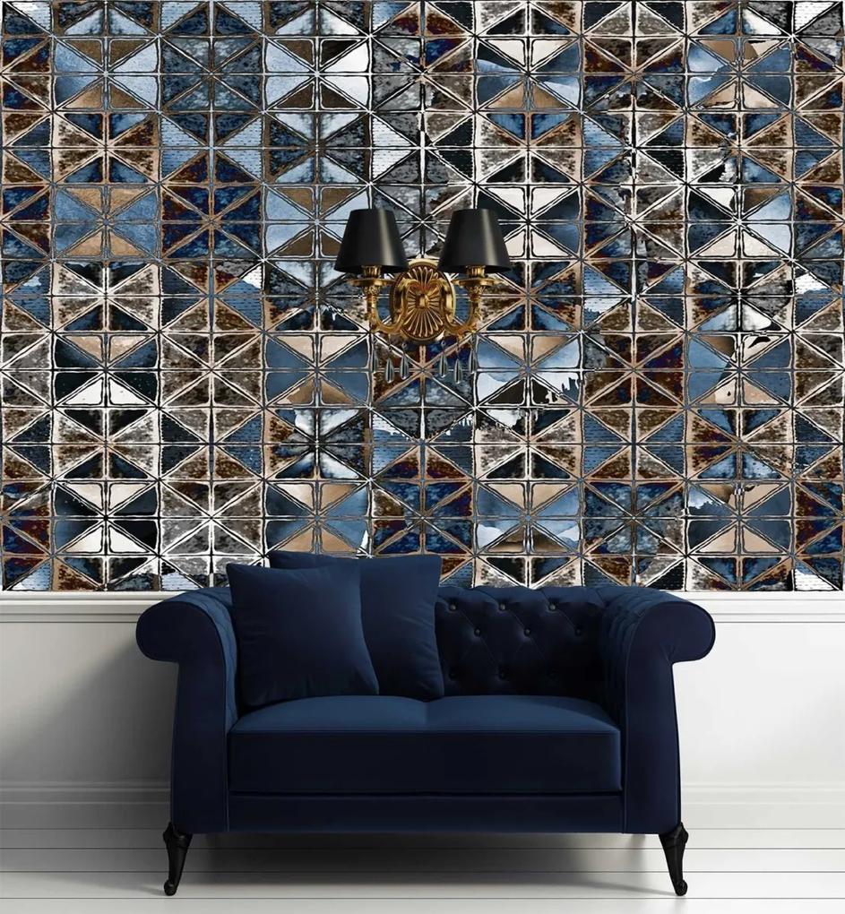 Fototapeta, Modré mozaikové skleněné dlaždice - 254x184 cm