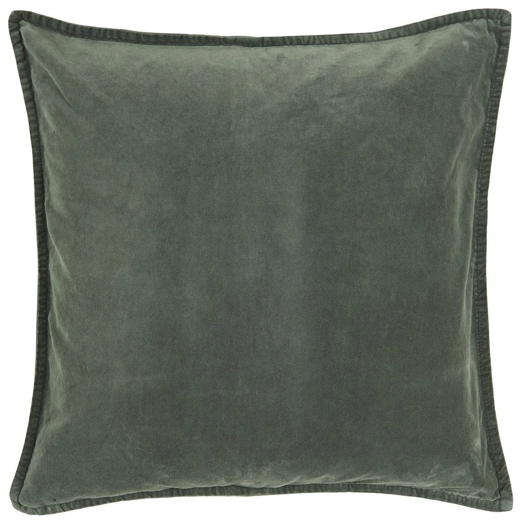 IB LAURSEN Sametový povlak na polštář Dusty Petrol 52x52cm, zelená barva, textil
