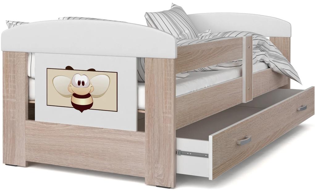 Svět pokojů Dětská postel Fanda s úložným prostorem - VČELKA Rozměr: 140x80 cm, Matrace: Ne, Barva dílů: bílá