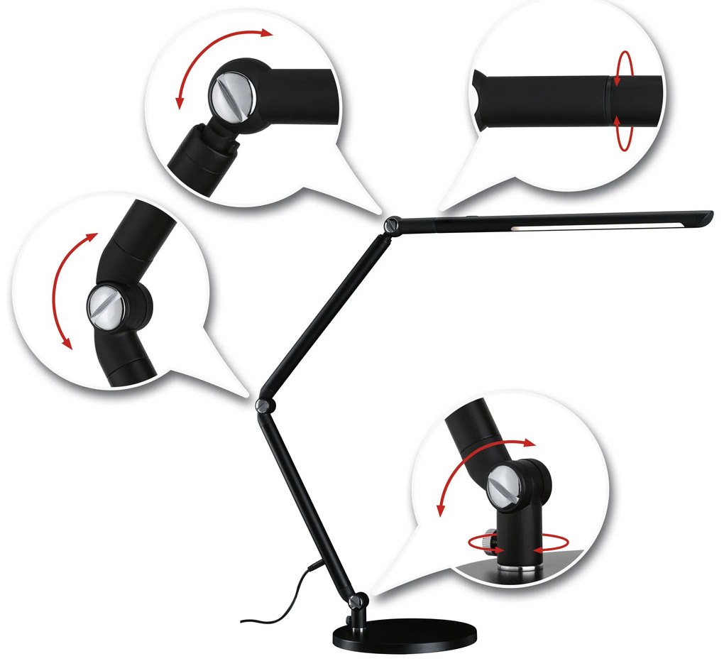 Paulmann 78912 FlexBar černá LED stolní lampa, 10,6W LED, výška 36cm