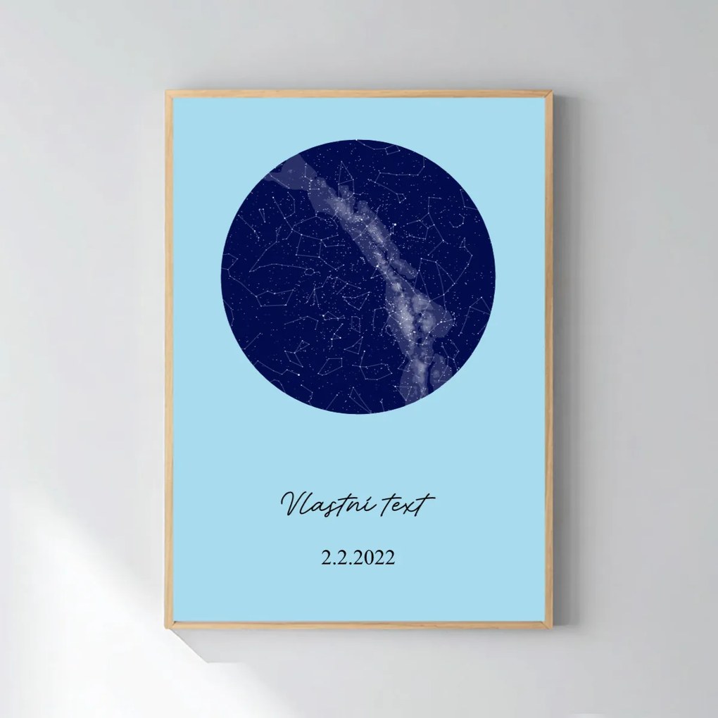 Personalizovaný magický fotoobraz v rámu - 50x70 - hvězdná mapa