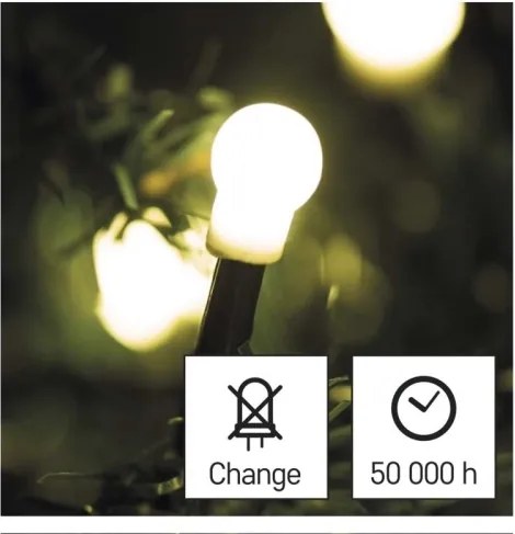 Vánoční řetěz kuličky EMOS D5GW02 ZYK0205 100LED 5m teplá bílá