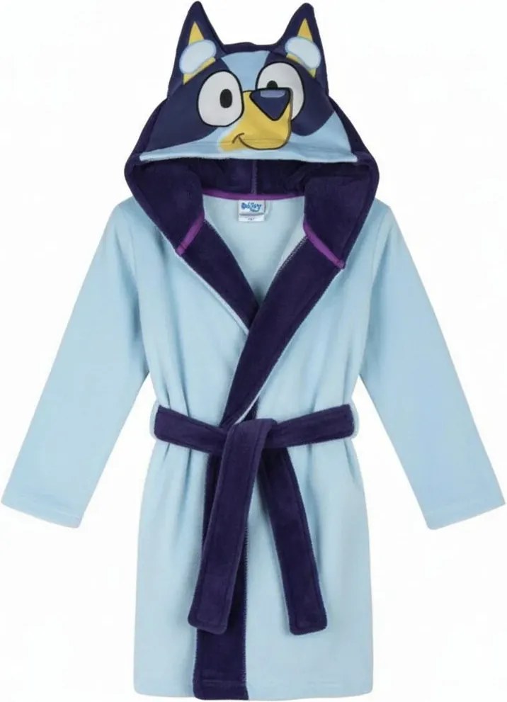 Dětský coral fleece župan Bluey s kapucí a oušky, EU 98