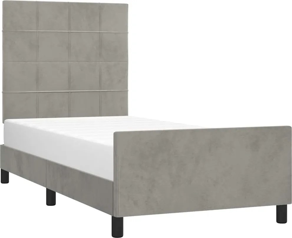 Rám postele bez matrace světle šedá 100 x 200 cm samet 3125739