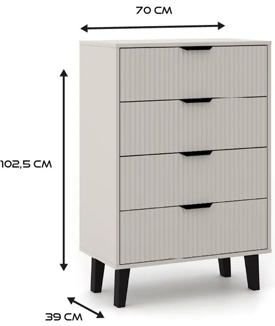 Komoda SCANDI 4S SLIM kašmír