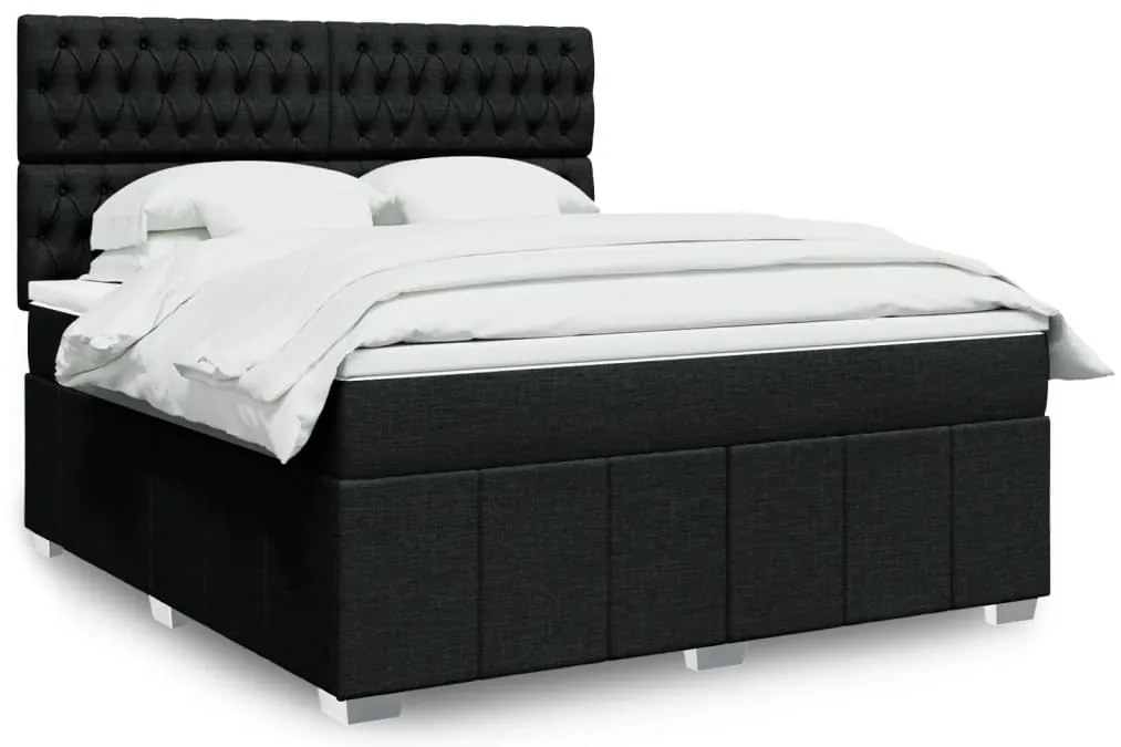 Box spring postel s matrací černá 180x200 cm textil 3294056