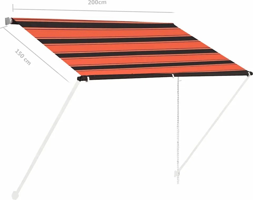 Zatahovací markýza 200 x 150 cm oranžovo-hnědá 145895