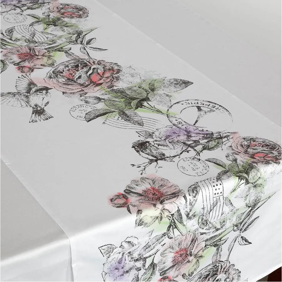 Veba ubrus garbo roses - bílý s tiskem 140x200
