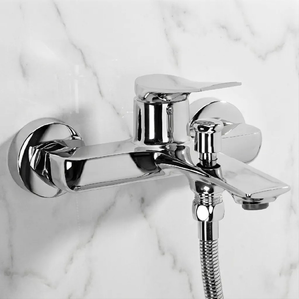 Rea Vision Premium, nástěnná vanová baterie s ruční sprchovou soupravou, chromová, REA-B6739