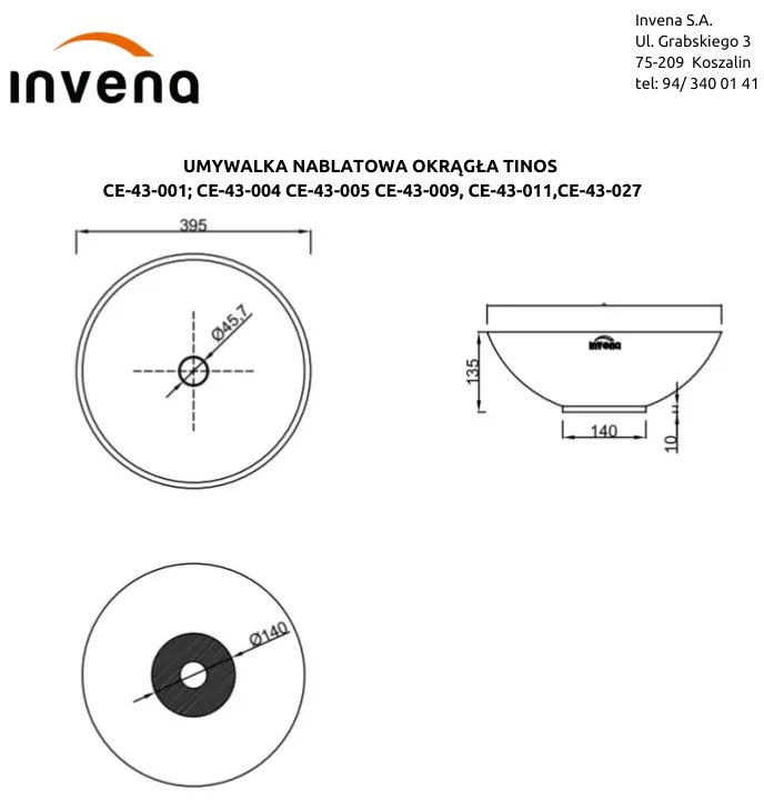 Invena Tinos, keramické umyvadlo na desku 39,5x39,5x13,5 cm, zlatá lesklá-černá lesklá, INV-CE-43-027-C
