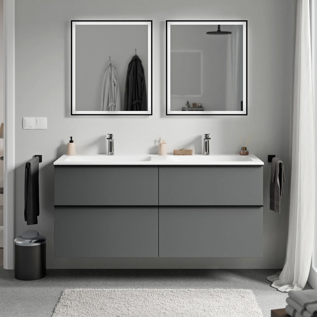 Koupelnová skříňka LAVOA 120 cm s umyvadlem z minerálního odlitku CREAM - možnost volby barvy