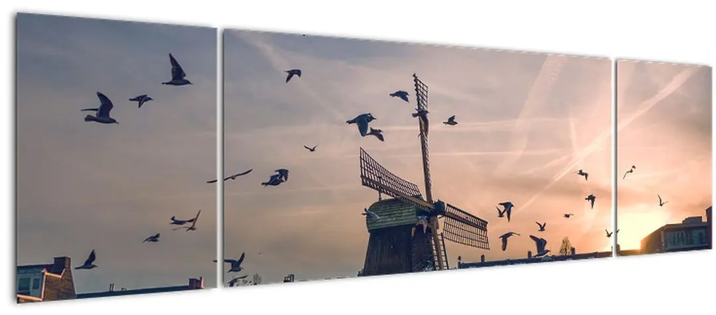 Obraz větrného mlýna (170x50 cm)