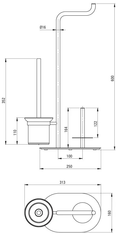Deante Silia příslušenství, 3-funkční držák pro toaletní papír a WC kartáč, broušený bronz, DEA-ADI_C732