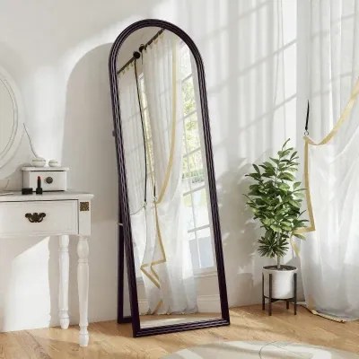HOMCOM obloukové zrcadlo na celou délku, stojací zrcadlo s rámem v imitaci kamene pro obývací pokoj a ložnici, 53x163 cm, hnědá