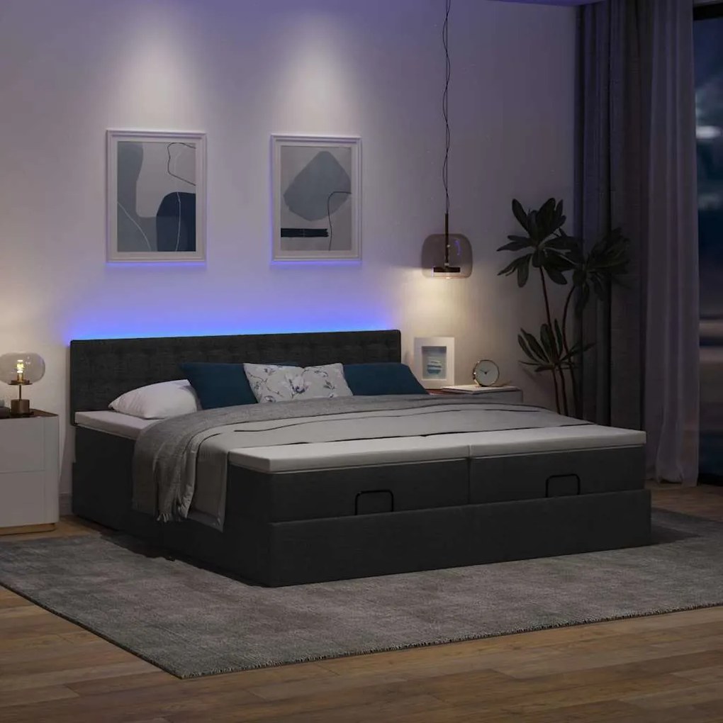 Osmanský rám postele s matrací černá 180x200cm textil 3312887