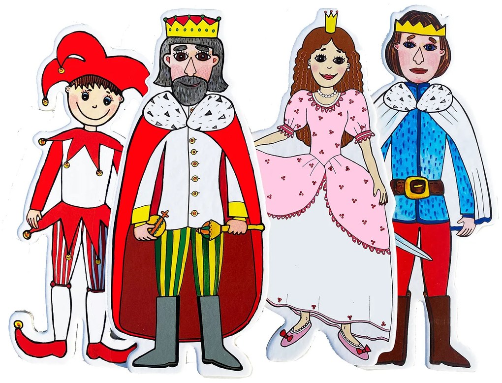 MARIONETINO Loutky pro děti - Kašpárek, Princezna, Princ, Král - 4 ks