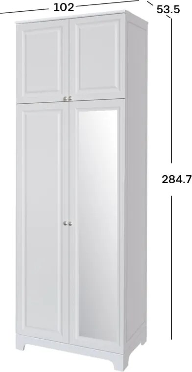 Skříň č. 2 / MDF V.1 + Zrcadlo V.1 + Vysoká antresol Madrid