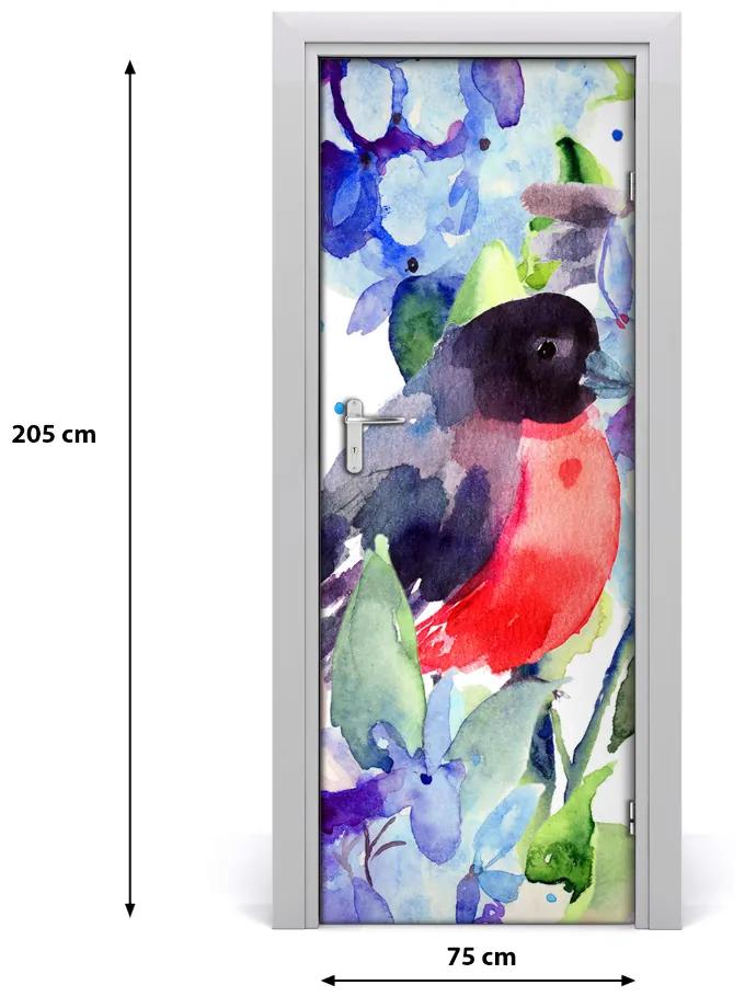 Samolepící fototapeta na dveře Ptáci a květiny 75x205 cm